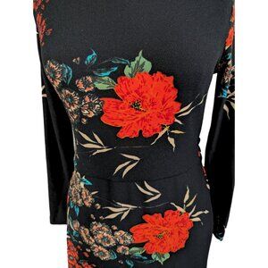 Seima Sari | Dresses | Seima Sari Black Red Floral Maxi Dress W Tie ...